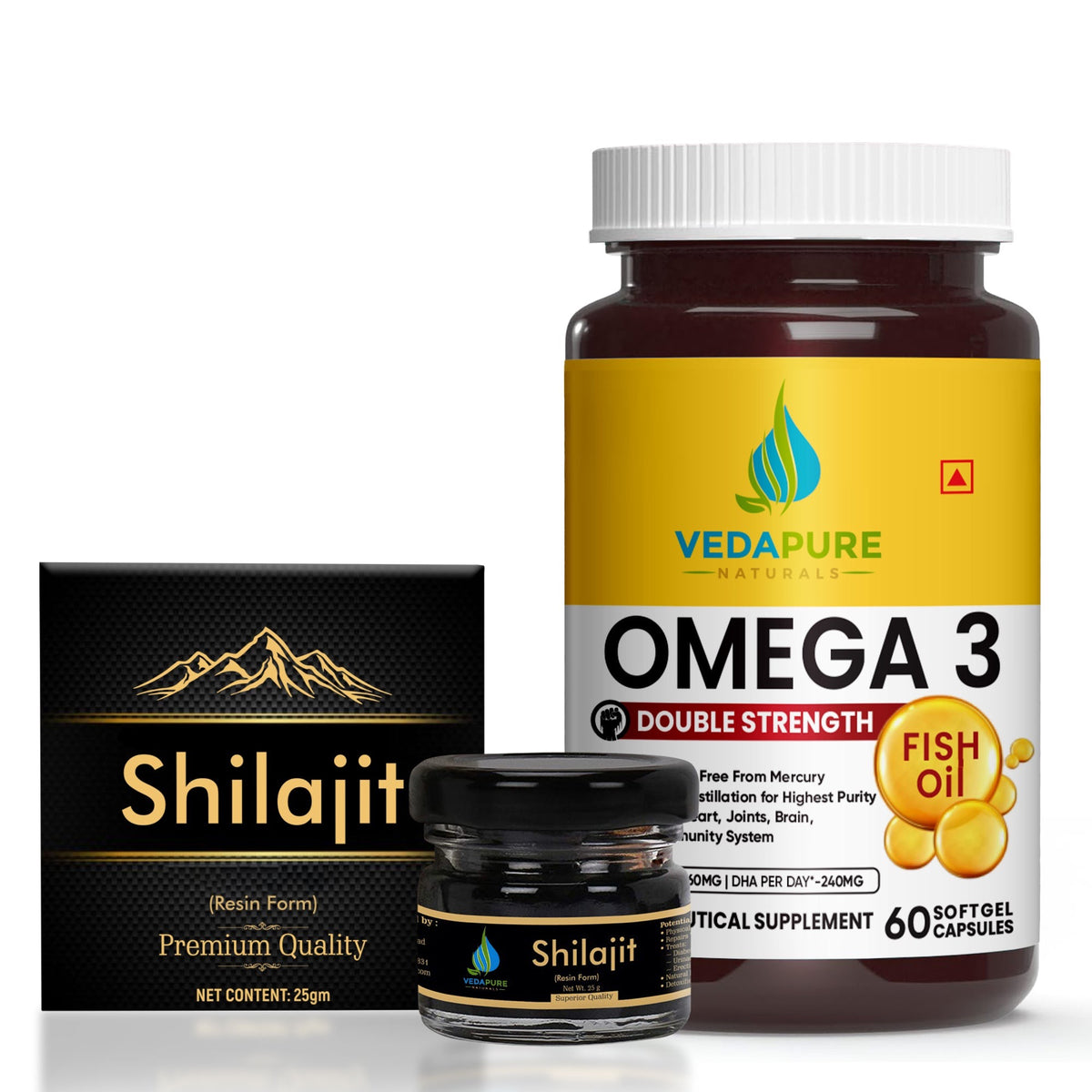 Buy Omega 3 Fish oil & Pure Shilajit/ shilajeet combo online in India ...